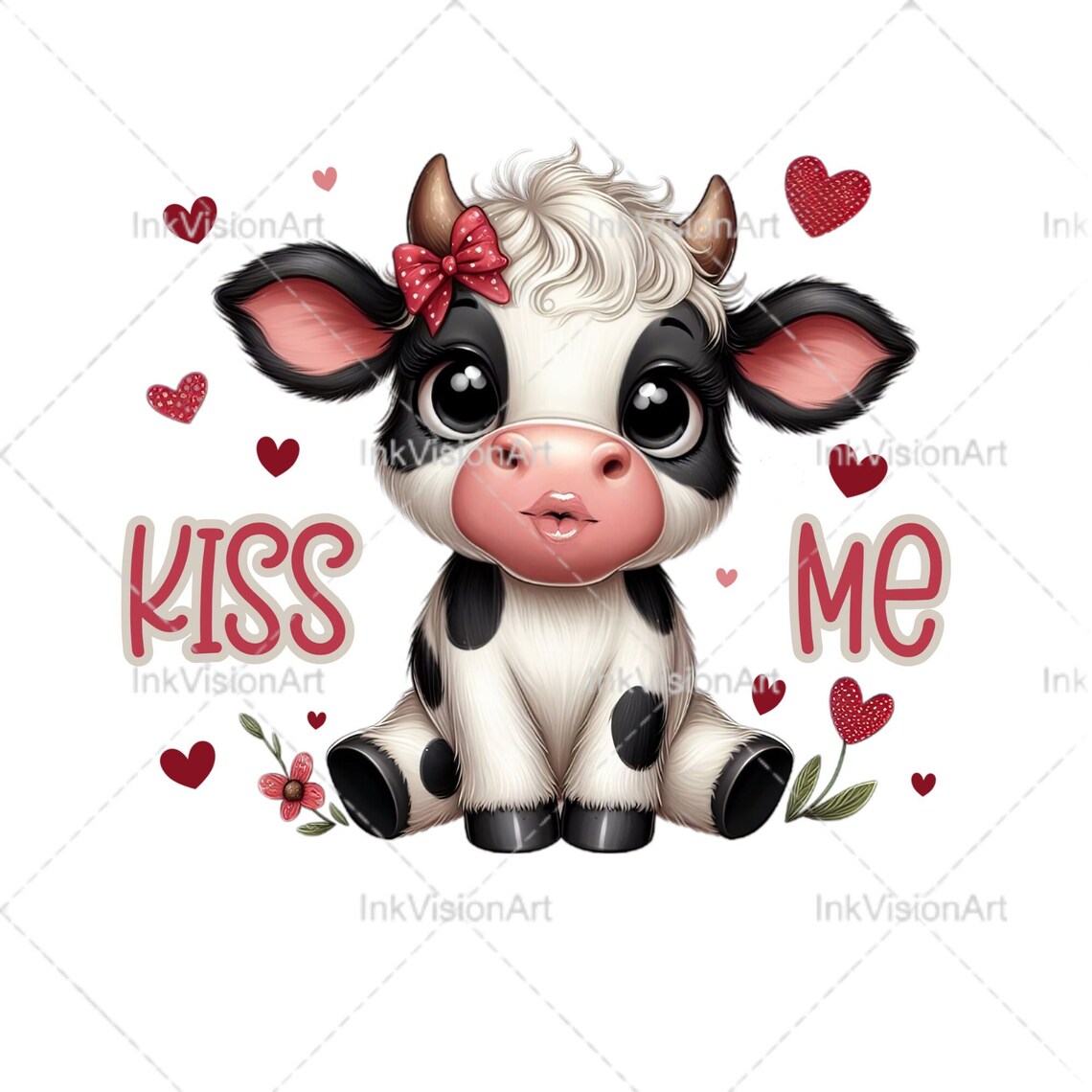 Valentine Cow PNG, Cute Cow PNG, Valentine PNG, Valentine Kiss Me Png ...