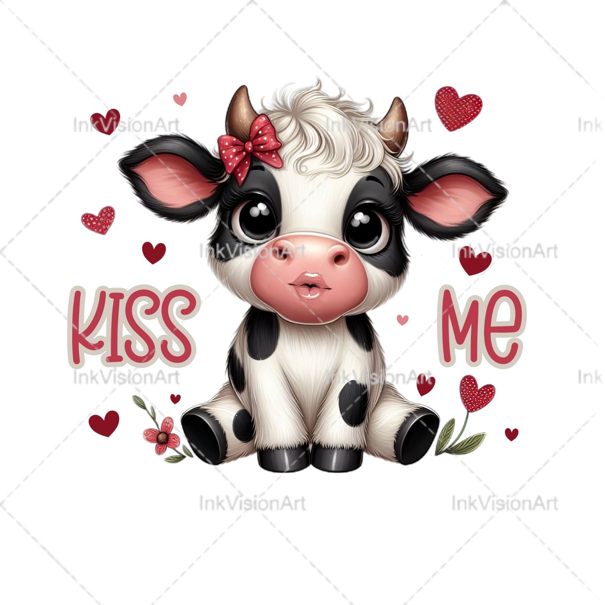 Valentine Cow PNG, Cute Cow PNG, Valentine PNG, Valentine Kiss Me Png ...