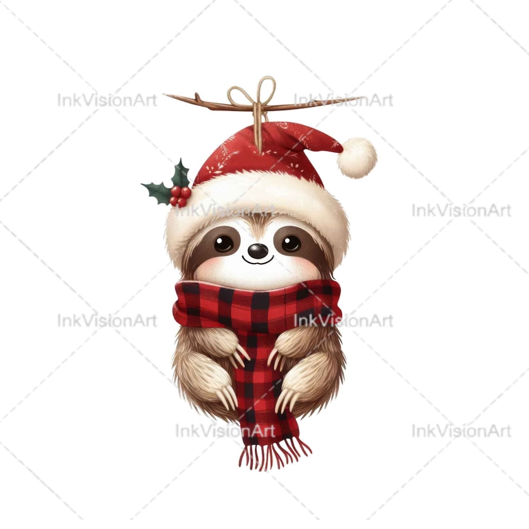 Cute Christmas Sloth PNG, Sloth PNG, Christmas Sloth PNG, Cute Sloth ...