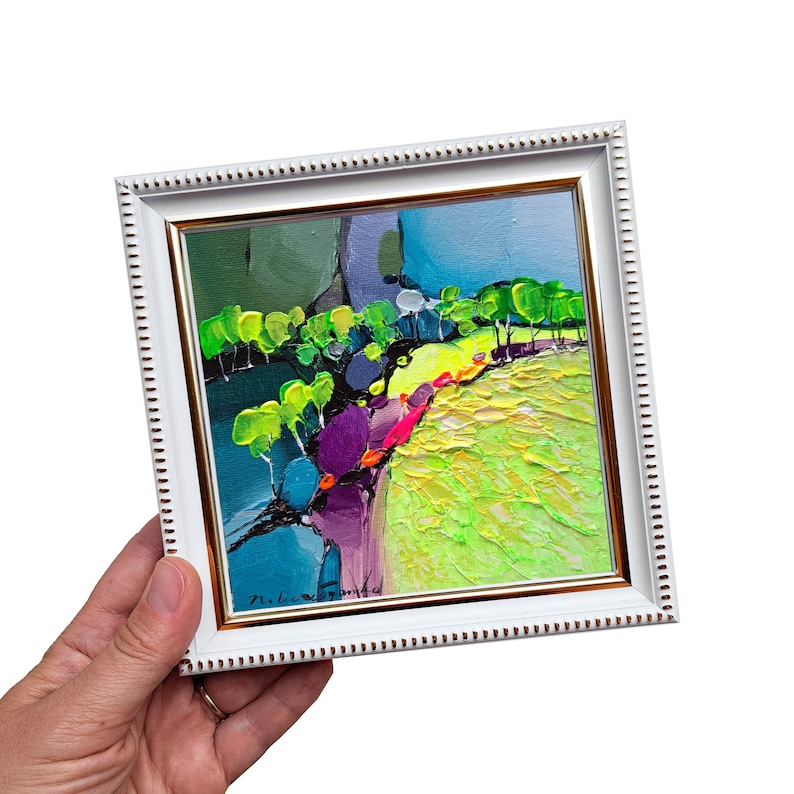 Abstract Oil Painting Original Framed 6x6 Abstract Landscape - Etsy