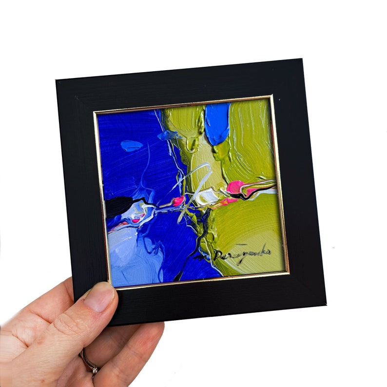 Small Painting Abstract Artwork Original Framed 4x4, Art Abstract ...