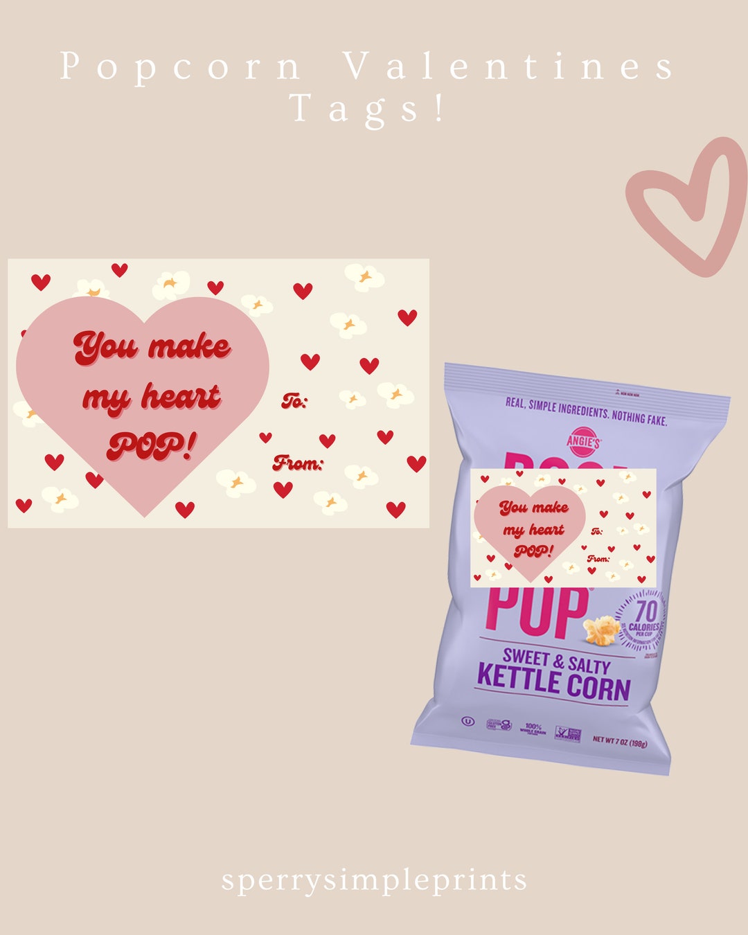 Valentines Day Printable, Popcorn Valentines, Class Party, Valentines ...