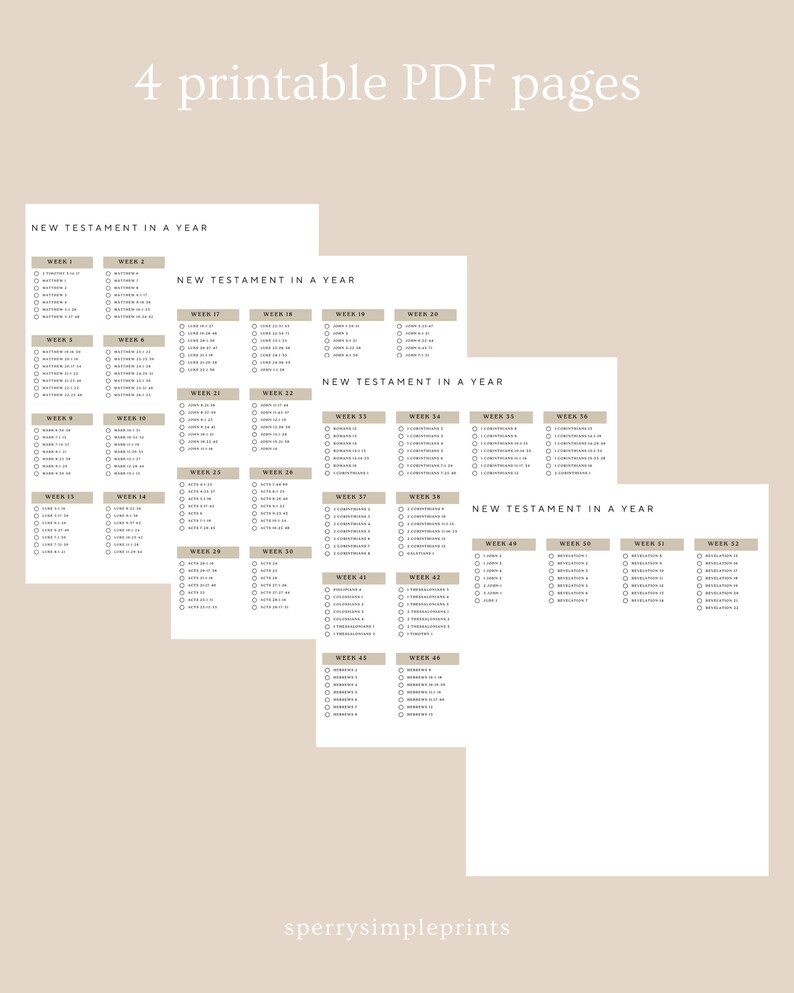 The New Testament in a Year, 52 Week Bible Plan, Weekly Bible Reading ...