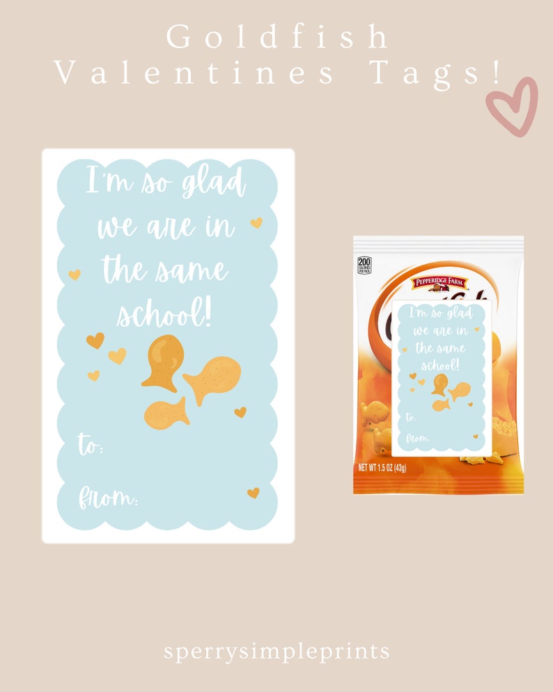 Goldfish Valentine, Class Party Valentine, Class Valentine, Non-candy ...
