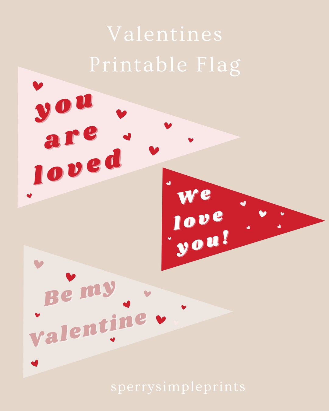 Valentine's Pennant Flag, Printable Valentine's Flag, Love Basket Flag ...