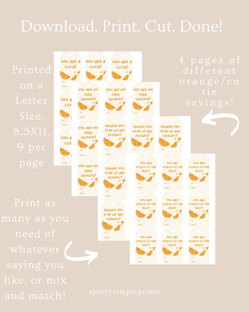 Valentines Day Printable, Orange Valentines, Cutie Valentines, Non ...