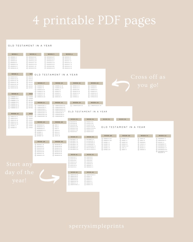 The Old Testament in a Year, 52 Week Bible Plan, Weekly Bible Plan ...
