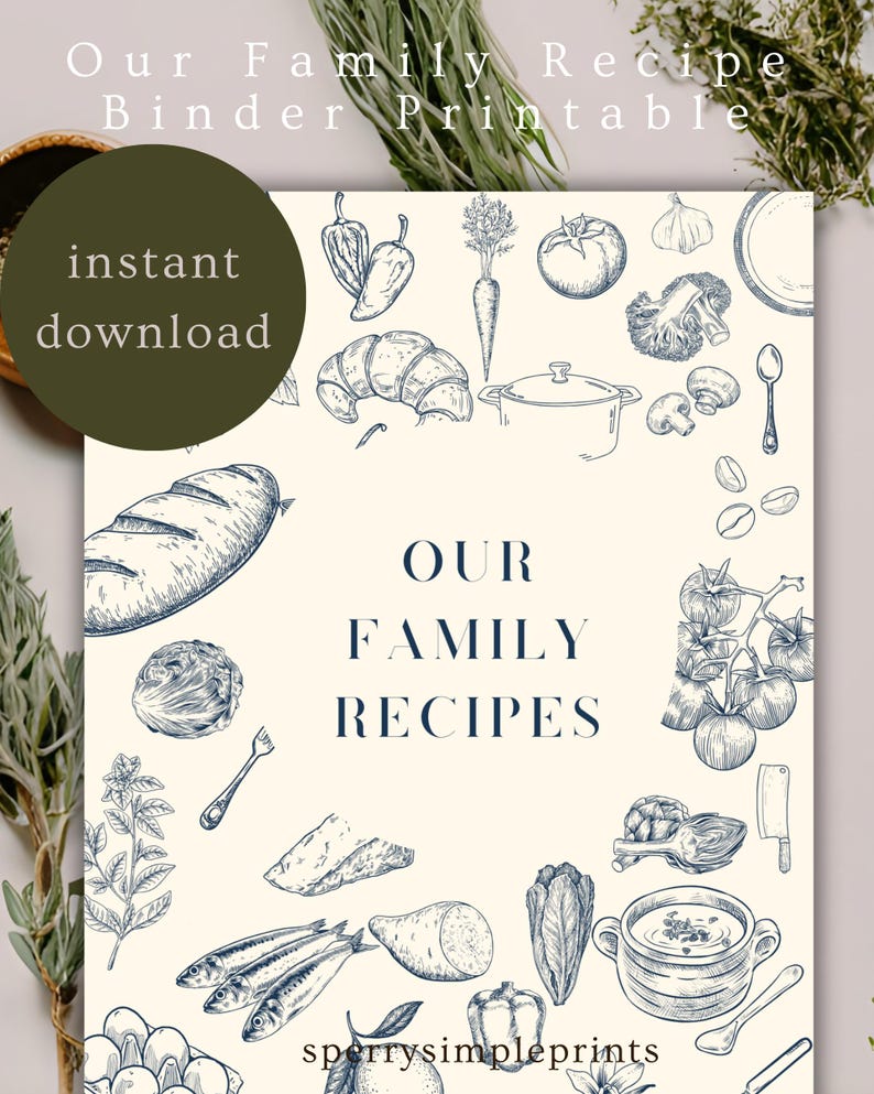 Recipe Binder Kit, Recipe Binder Printable, Recipe Organizer, Cookbook ...