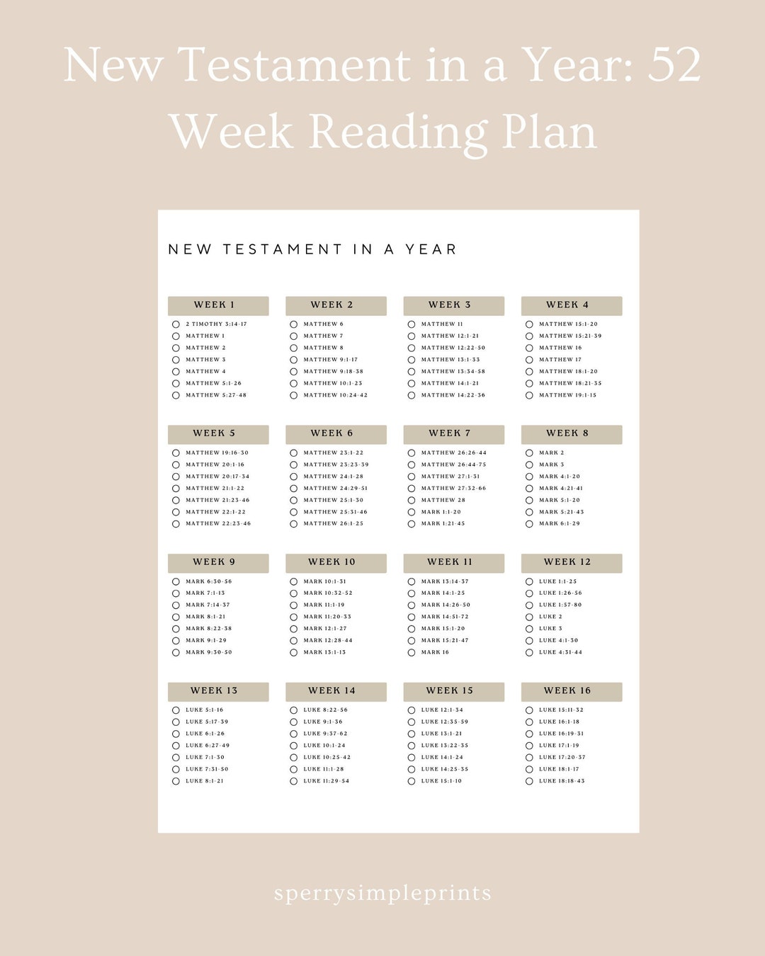 The New Testament in a Year, 52 Week Bible Plan, Weekly Bible Reading ...