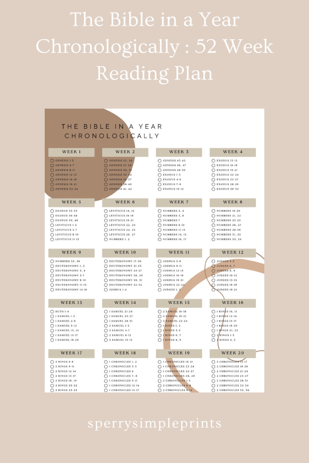 The Bible in a Year Chronologically Reading Tracker, Modern Bible ...