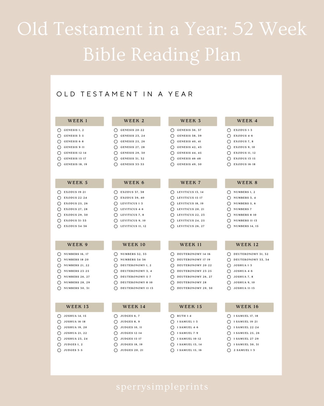 The Old Testament in a Year, 52 Week Bible Plan, Weekly Bible Plan ...