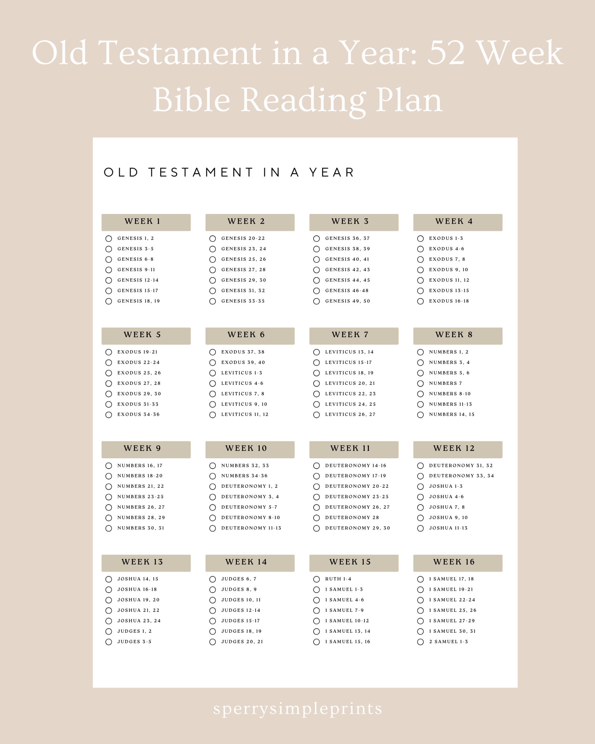 The Old Testament in a Year, 52 Week Bible Plan, Weekly Bible Plan ...