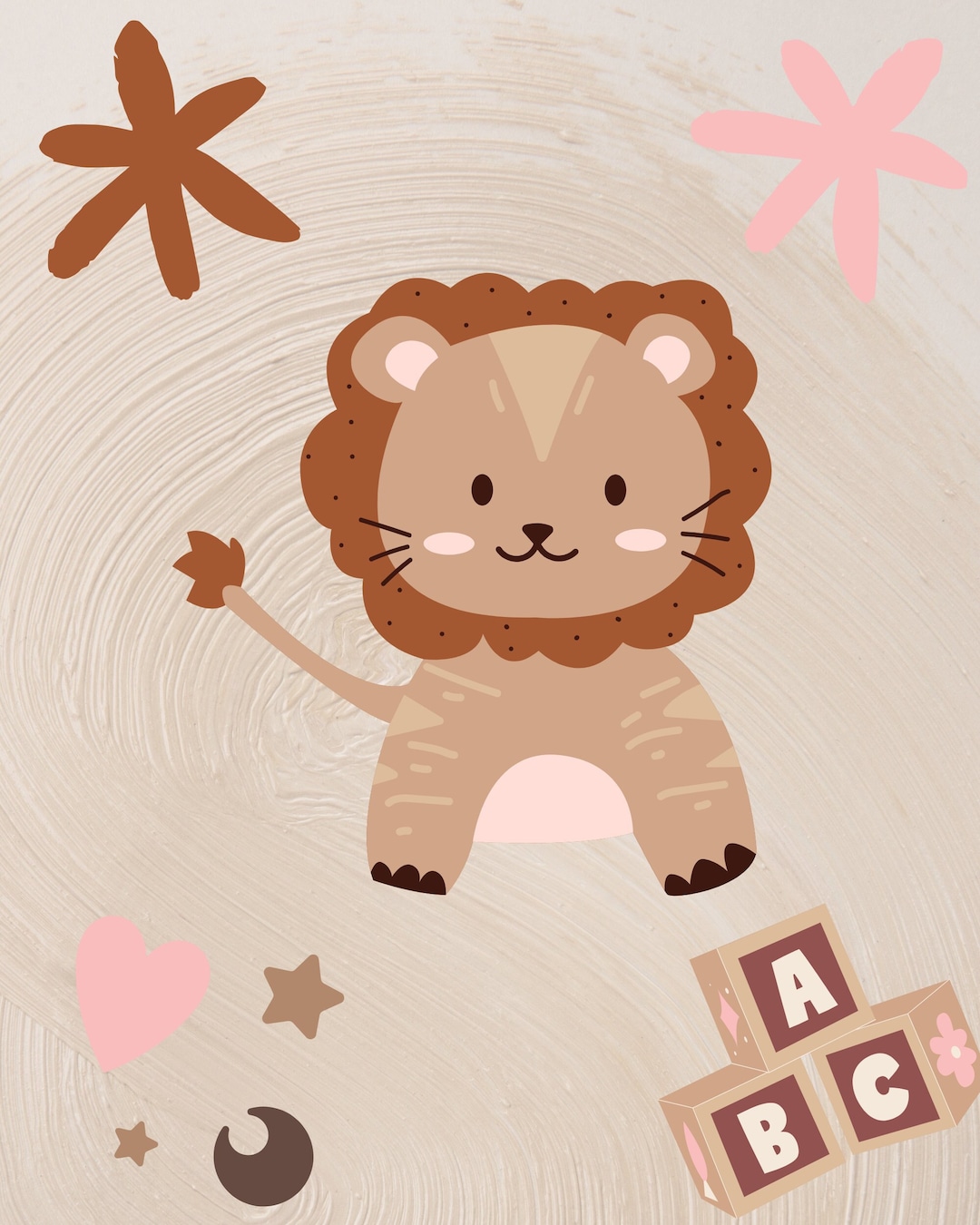 Boho Lion Theme Wall Art - Etsy