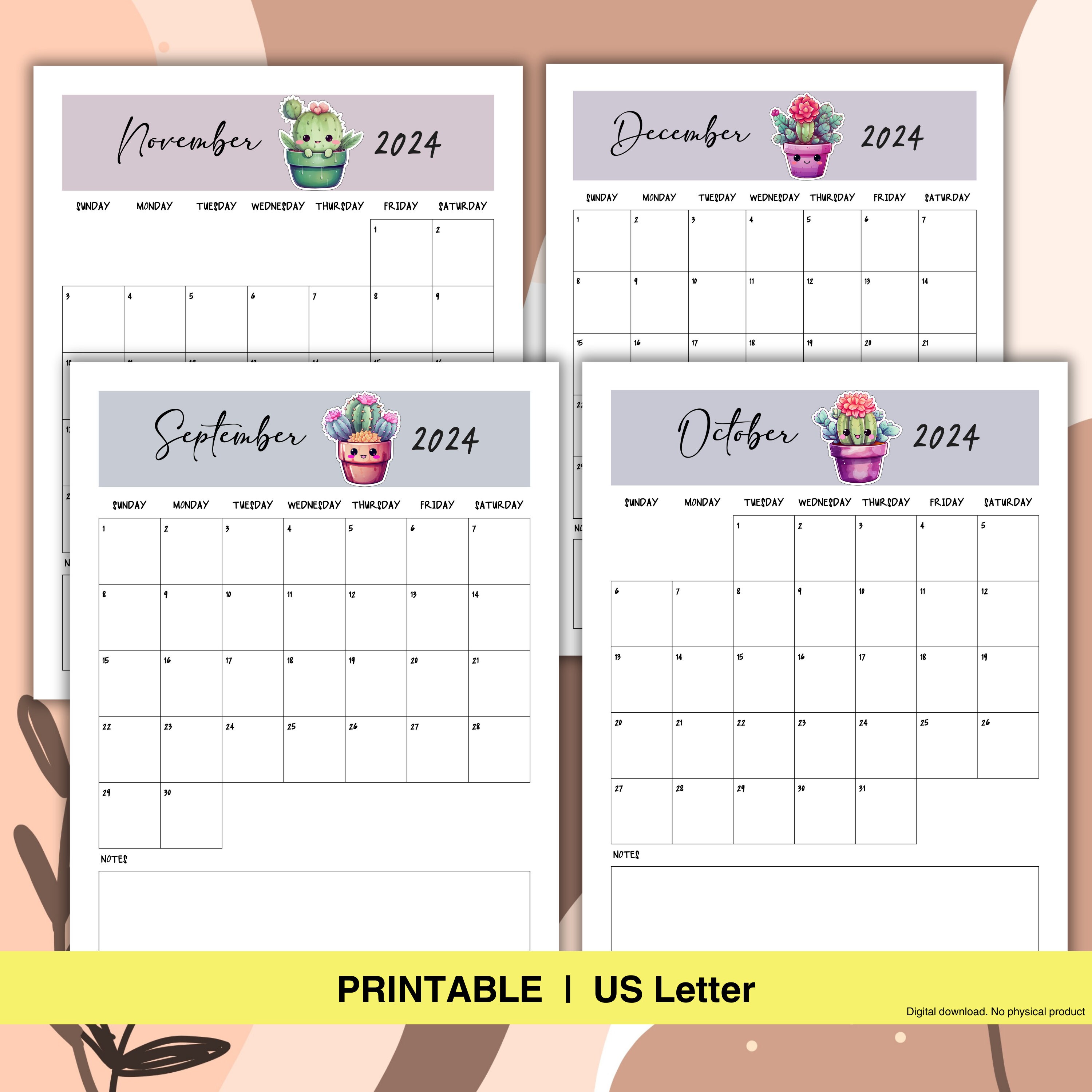 Editable Monthly Calendars 2024, Portrait Printable Fillable Calendar ...