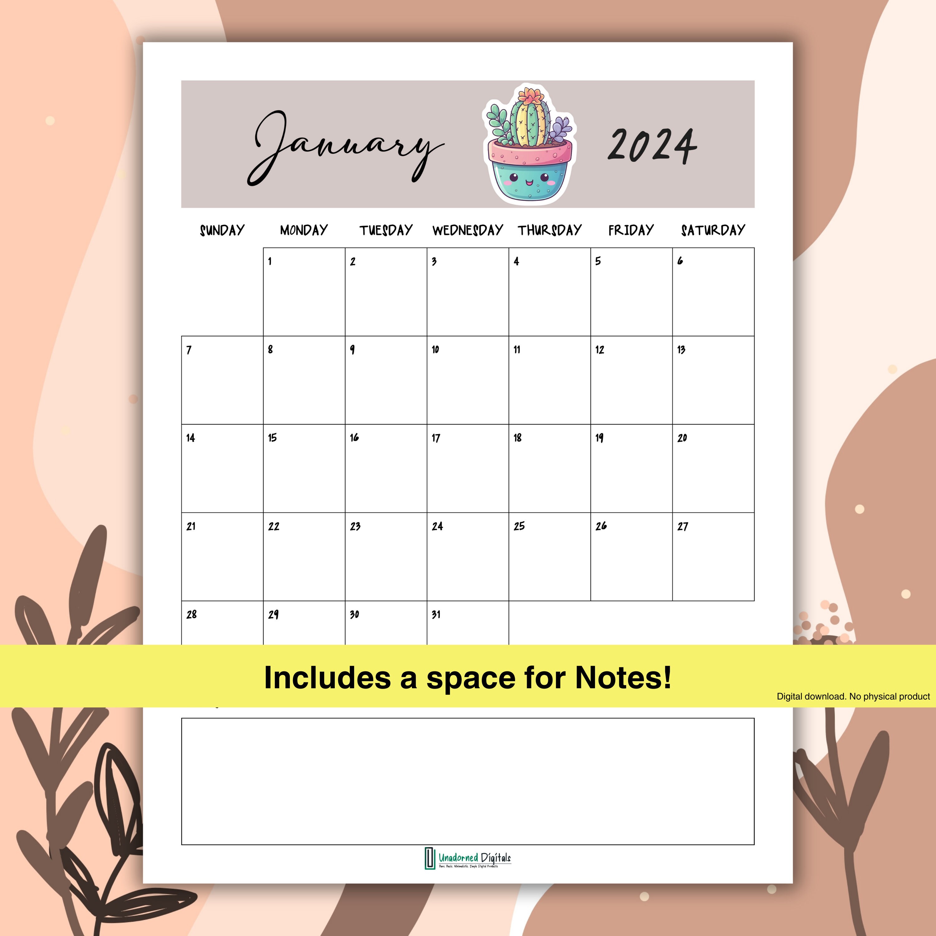 Editable Monthly Calendars 2024, Portrait Printable Fillable Calendar ...