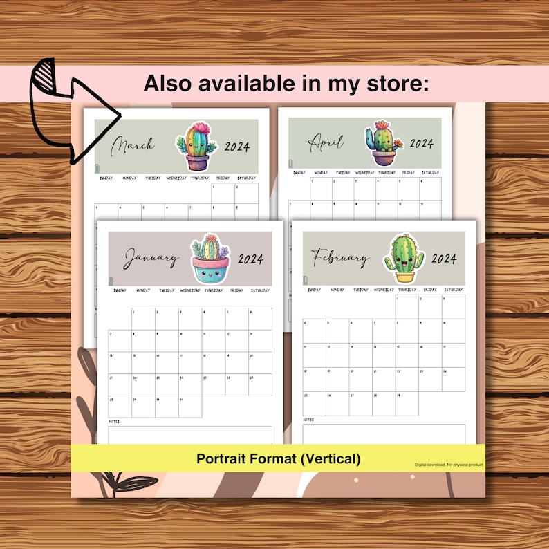 Editable Monthly Calendars 2024, Landscape Printable Fillable Calendar ...