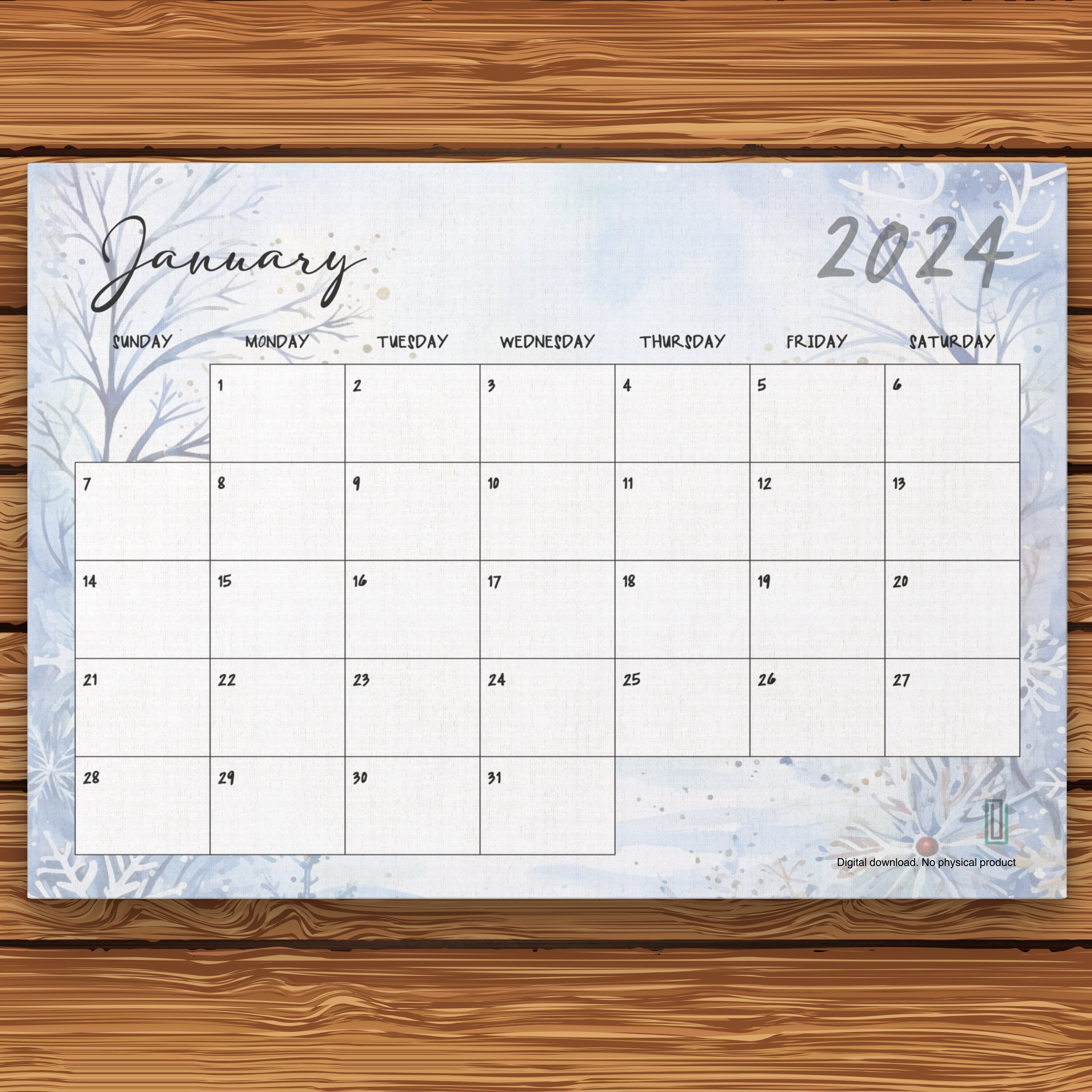 Editable Monthly Calendars 2024, Landscape Printable Fillable Calendar ...