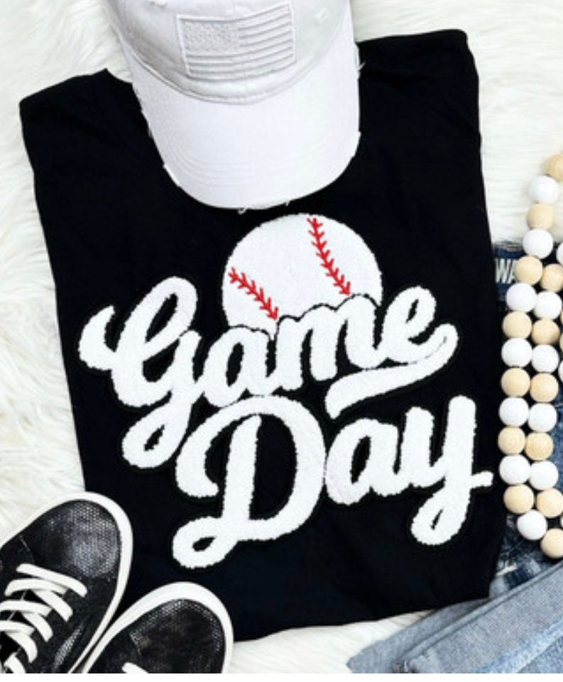 BASEBALL Game Day White Chenille Patch, Iron on Patch, Game Day, DIY ...