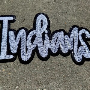 Sequin Indians Patch: White Glitter Iron on Applique, Game Day Mascot - Etsy