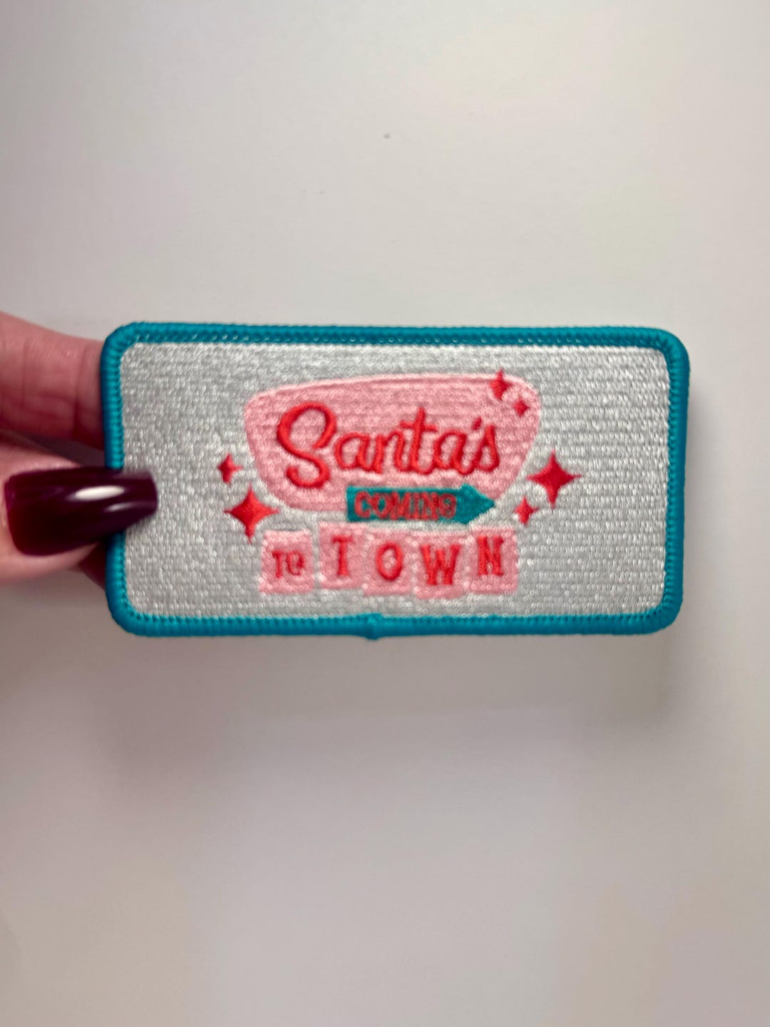 Santa's Coming to Town Patch, Christmas Patch, Pink Christmas Patch ...