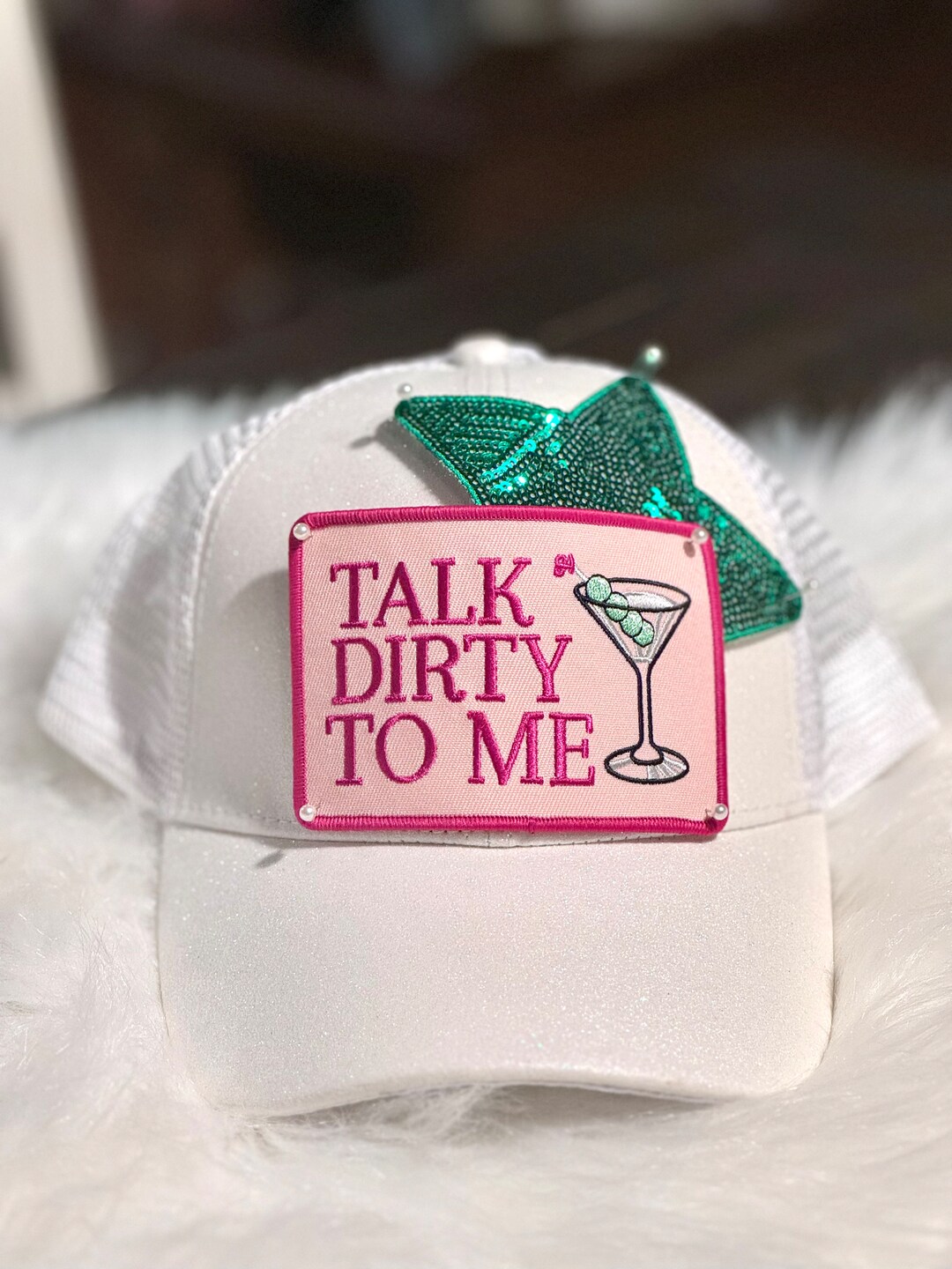 Talk Dirty to Me Patch, Trucker Hat Patch, Martini Patch, Pink Preppy Patch, Trendy, Boujee ...
