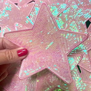 Light Pink Sequin Star Patch: Iron-on Applique (5 Inch) - Etsy