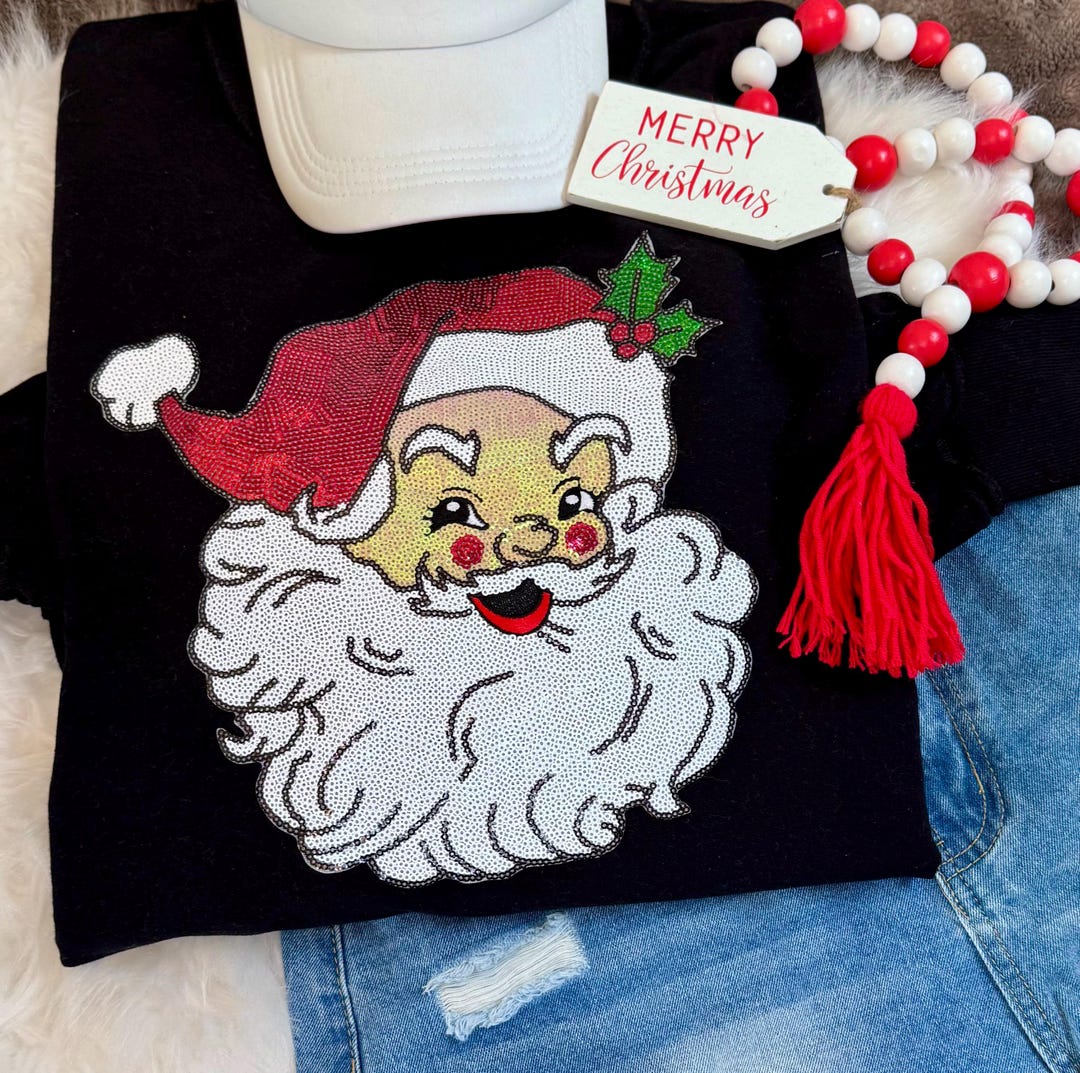 Red Sequin Santa Patch: 11" Christmas Iron-on Applique - Etsy