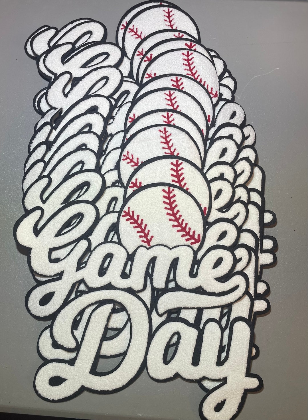 Baseball Game Day White Chenille Patch - 10 Inch Iron On - Etsy