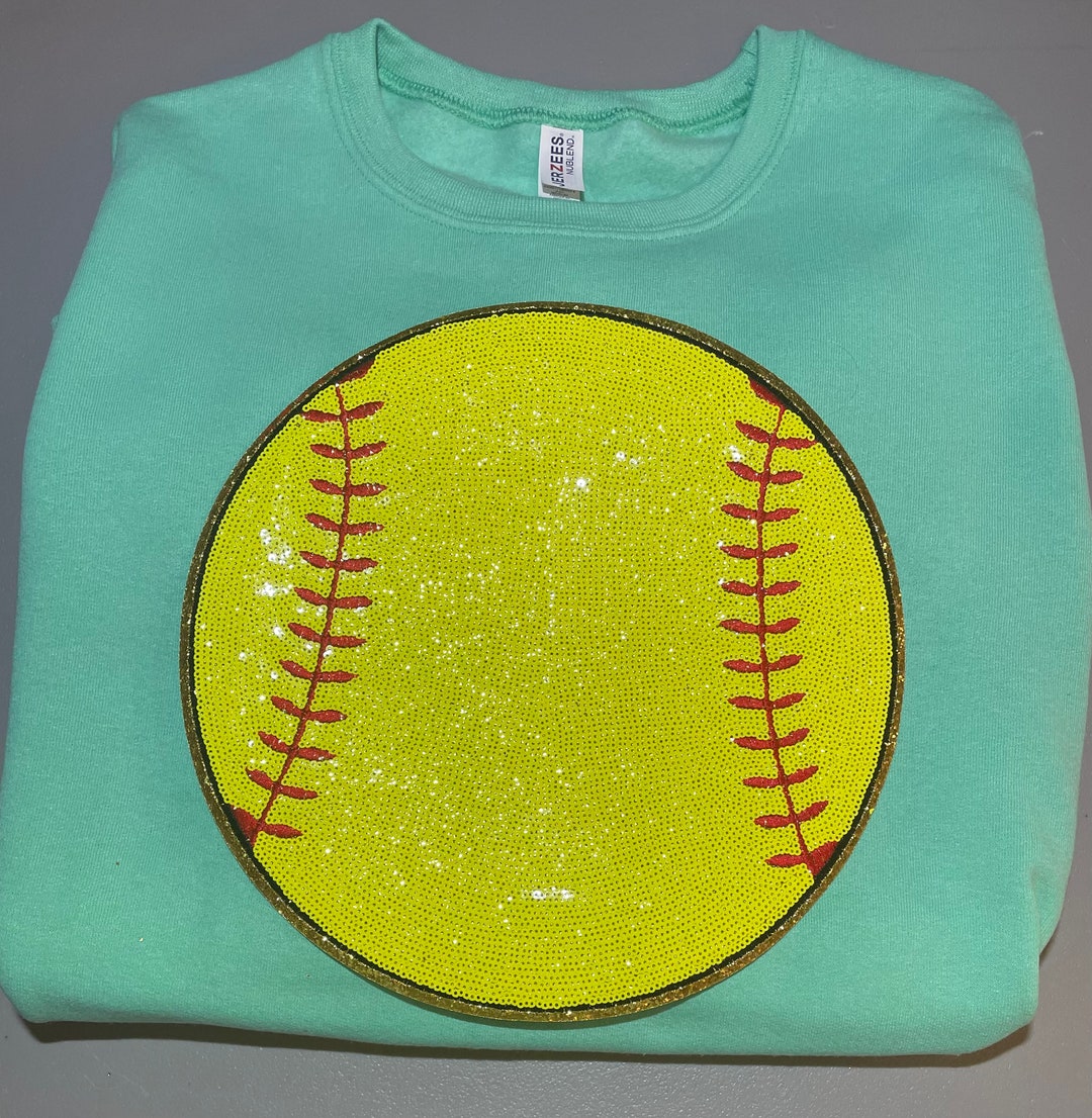 Softball Sequin Patch: Large Iron on Applique, Game Day Decor (11") - Etsy