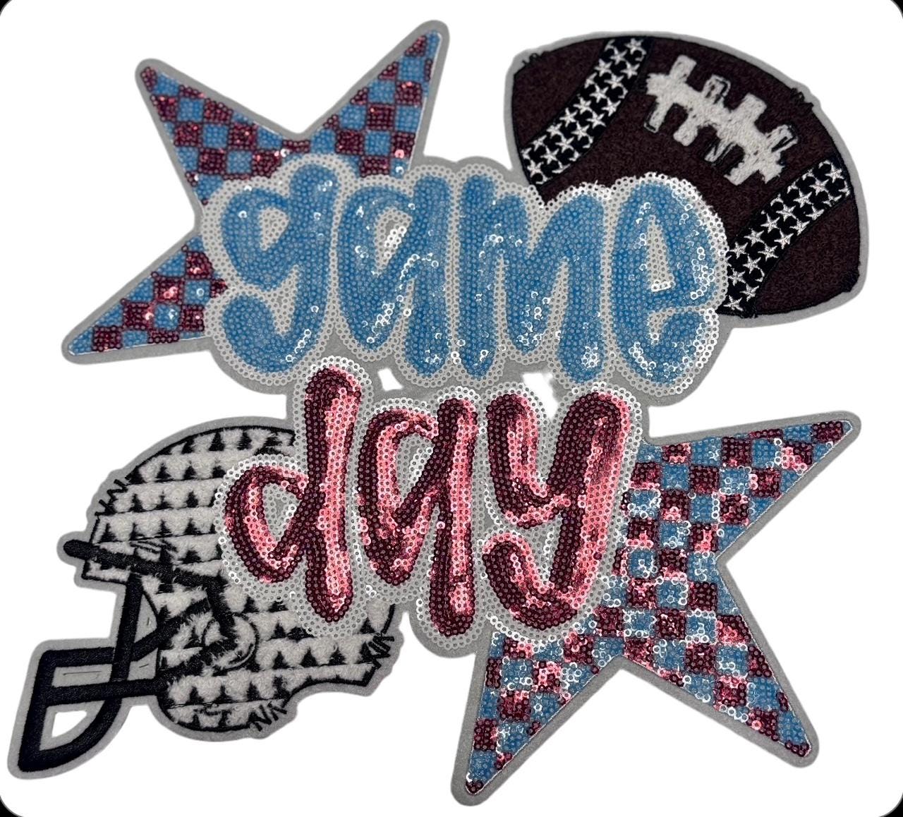 Sequin Football Game Day Iron-on Patch: Red and Blue, 11 In - Etsy