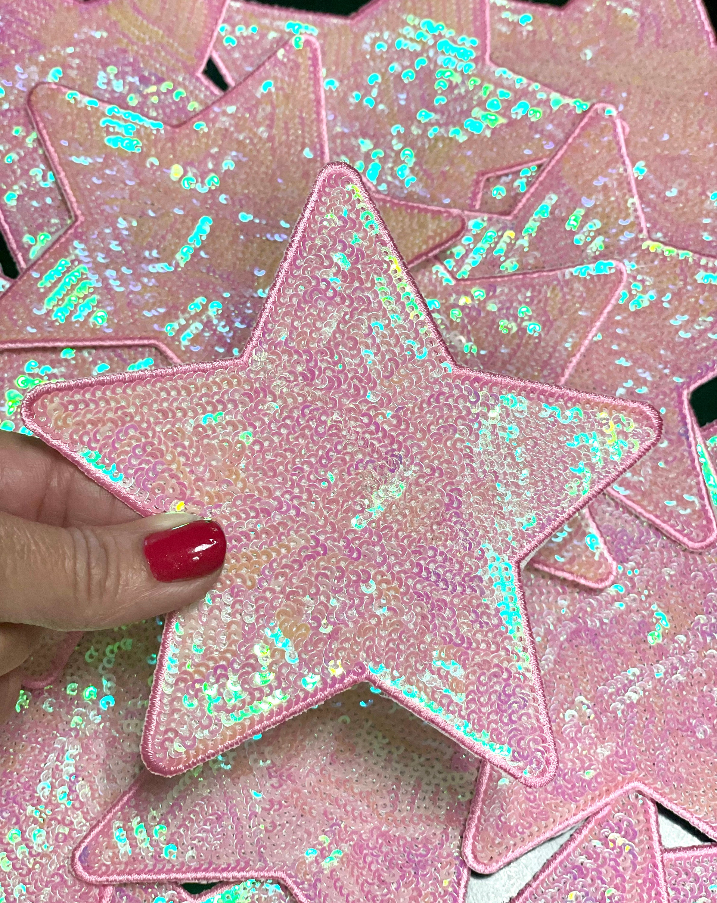 Light Pink Sequin Star Patch: Iron-on Applique (5 Inch) - Etsy