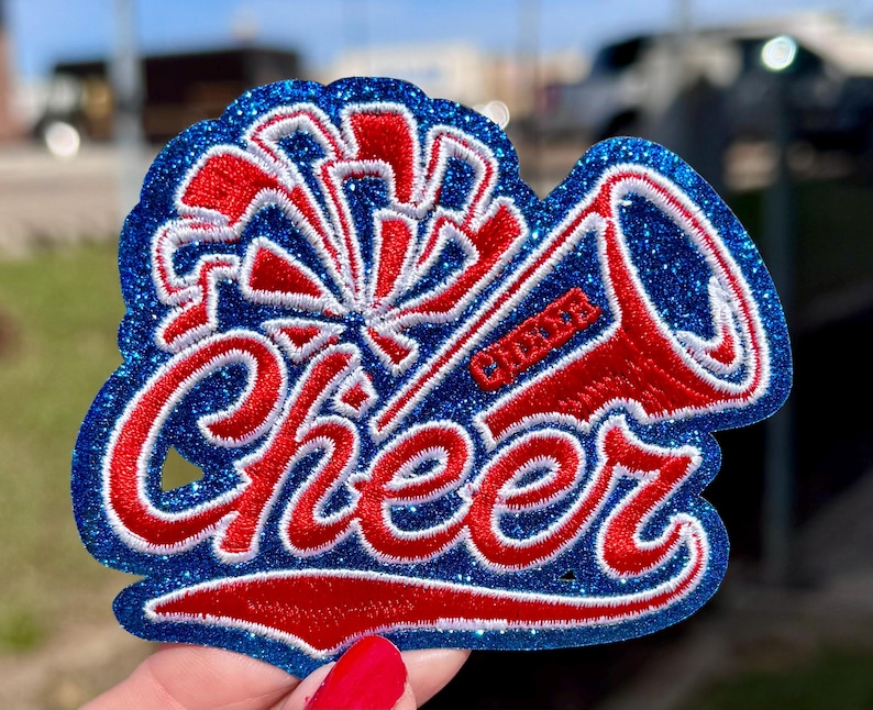Cheer Embroidered Glitter Patch: Iron-on DIY Applique (3.5 Inch) - Etsy