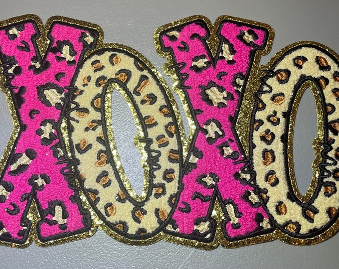 Valentine's Day, Chenille Leopard Hot Pink Patch,10 Xoxo, Love, Iron Patch, Do It Yourself ...