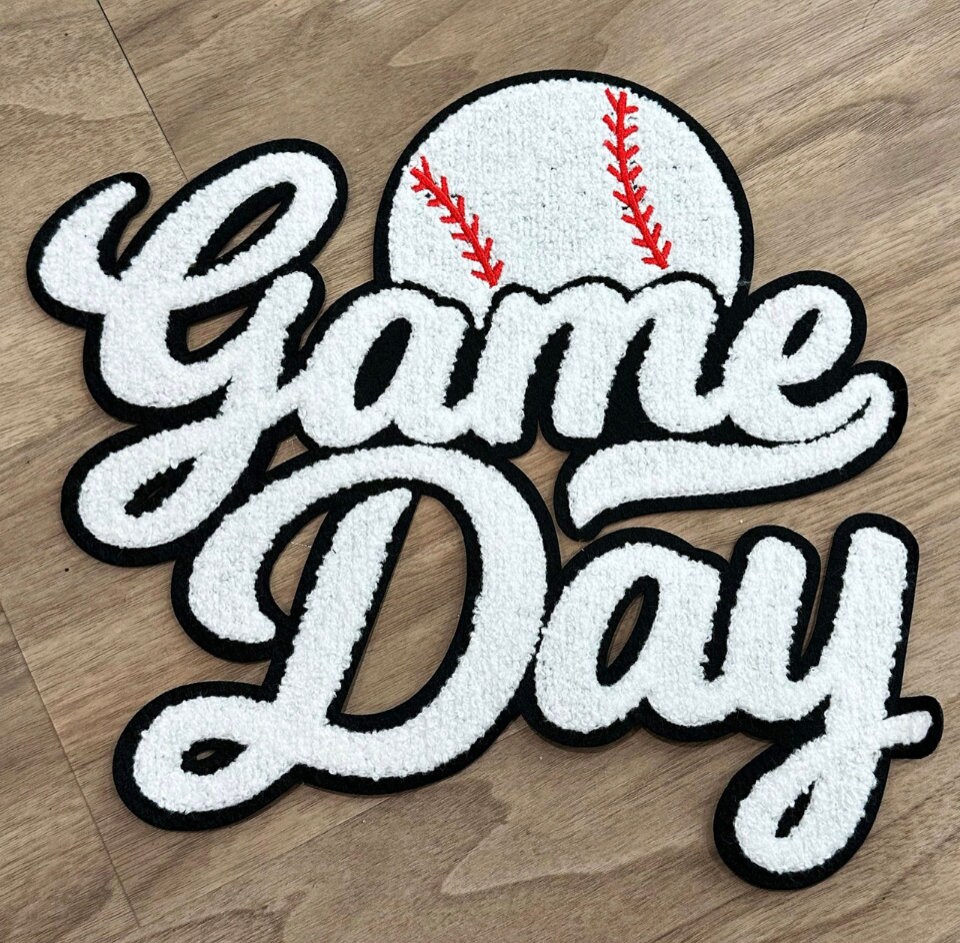 BASEBALL Game Day White Chenille Patch, Iron on Patch, Game Day, DIY ...