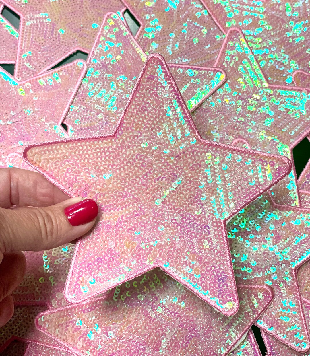 Light Pink Sequin Star Patch: Iron-on Applique (5 Inch) - Etsy