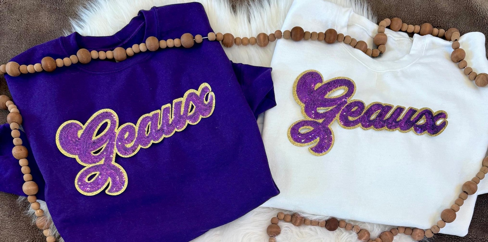 Sequin Script Geaux Patch: Gold Glitter Iron on Applique - Etsy
