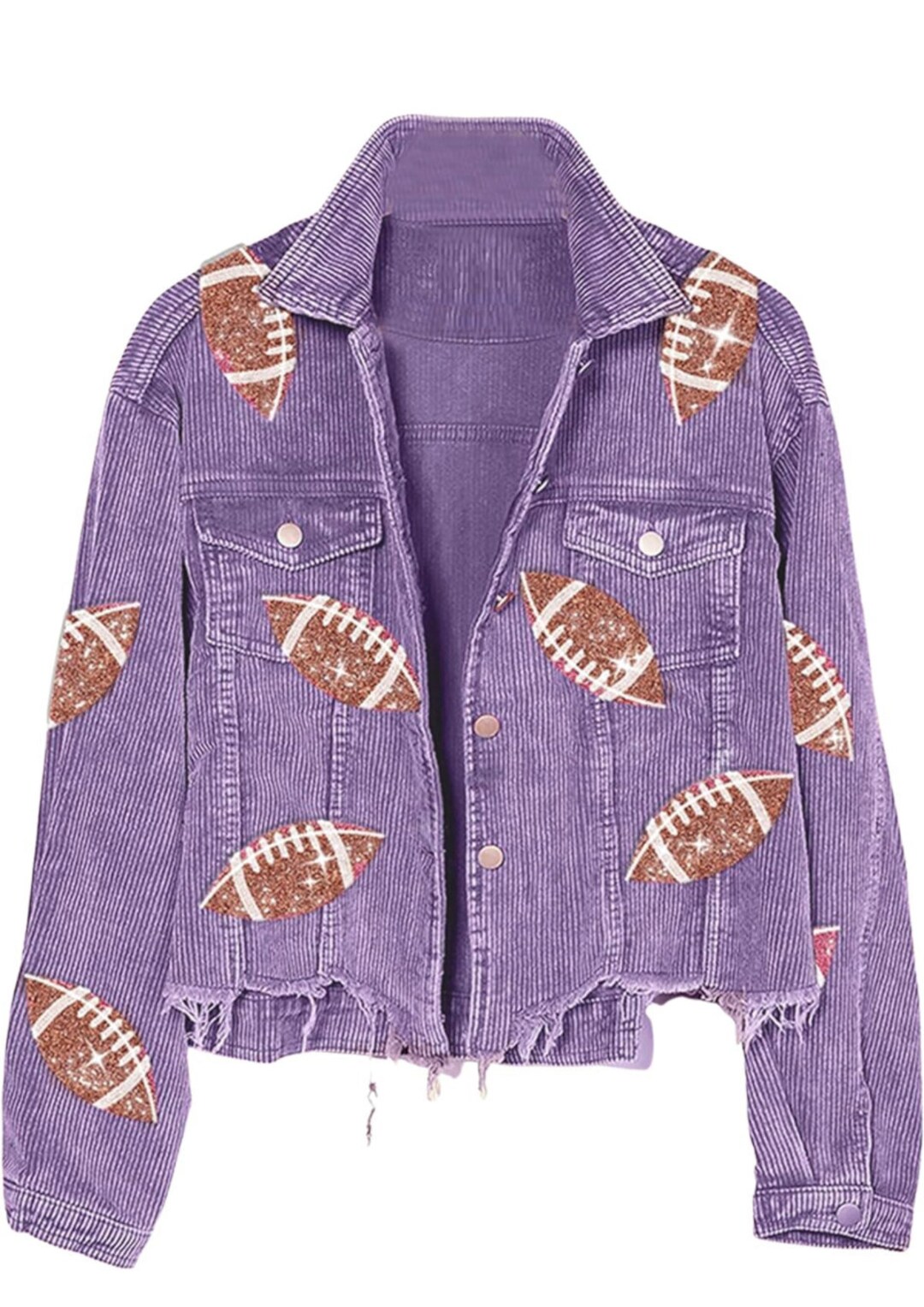 Sequin Football Jacket, Game Day Football Sequined Purple Corduroy ...