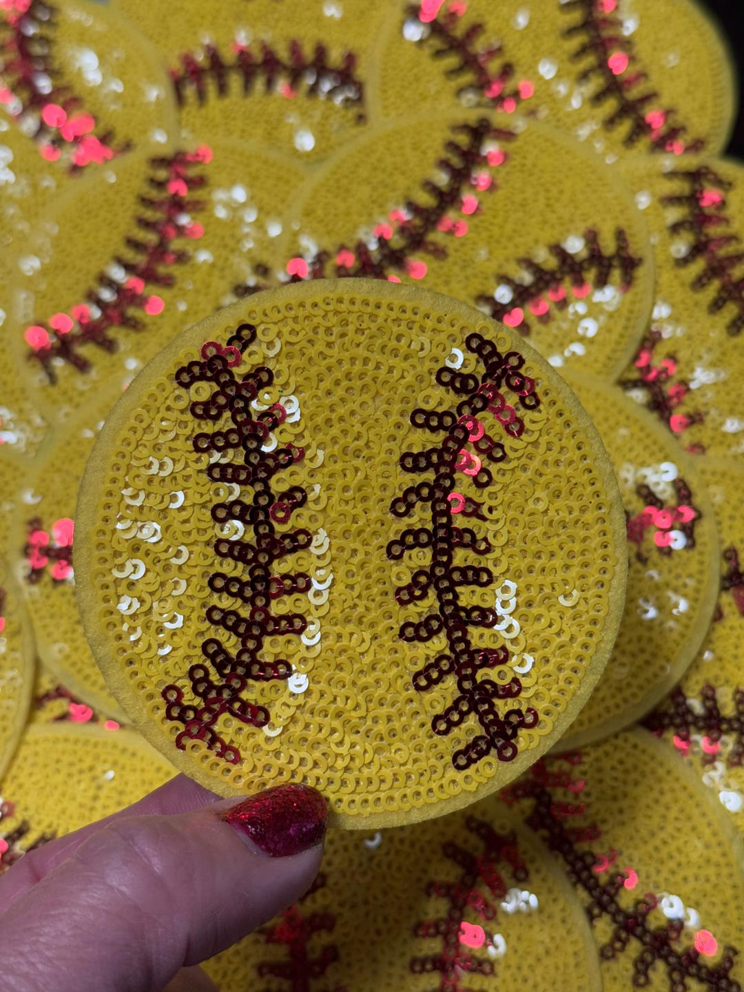 Sequin Softball Patch, Sequin Patch, Softball Patch, Trucker Hat Patch ...