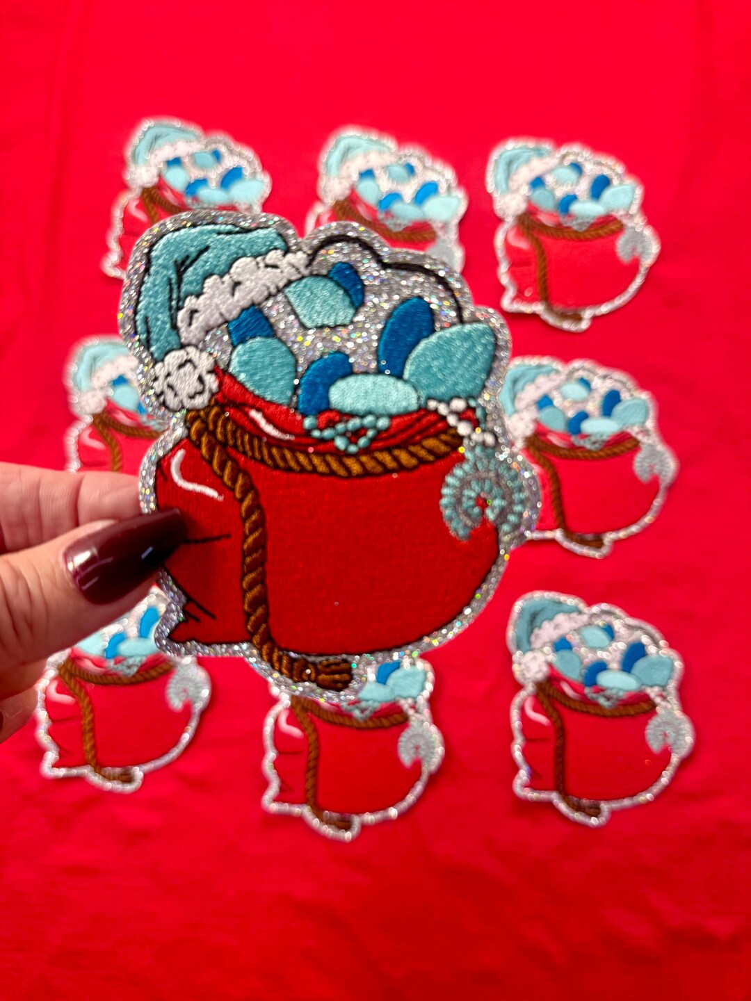 Turquoise Santa Sack, Western Christmas Patch, Christmas Hat Patch ...