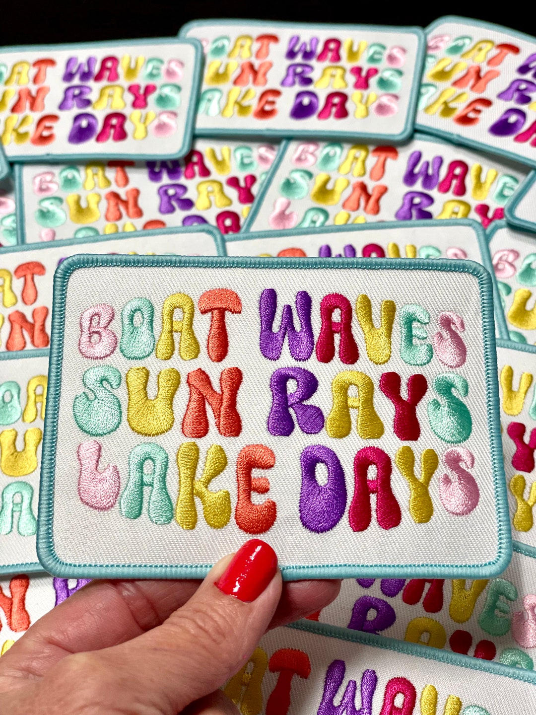 Boat Waves Sun Rays Lake Days Patch: Iron on Trucker Hat Patch - Etsy