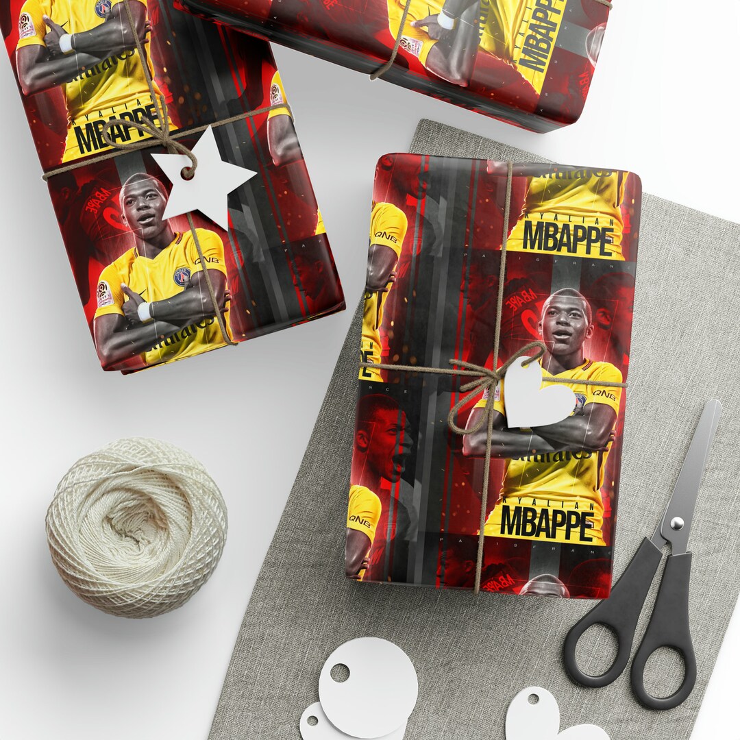 Kylian Mbappé Paris Saint-germain Birthday Gift Wrapping Paper Holiday ...