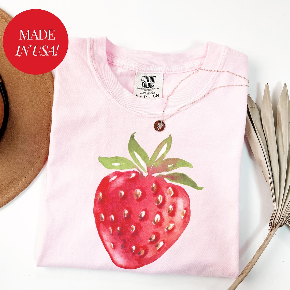 Strawberry Watercolor Shirt Berry Fruit Tee Retro Style Shirt Summer ...