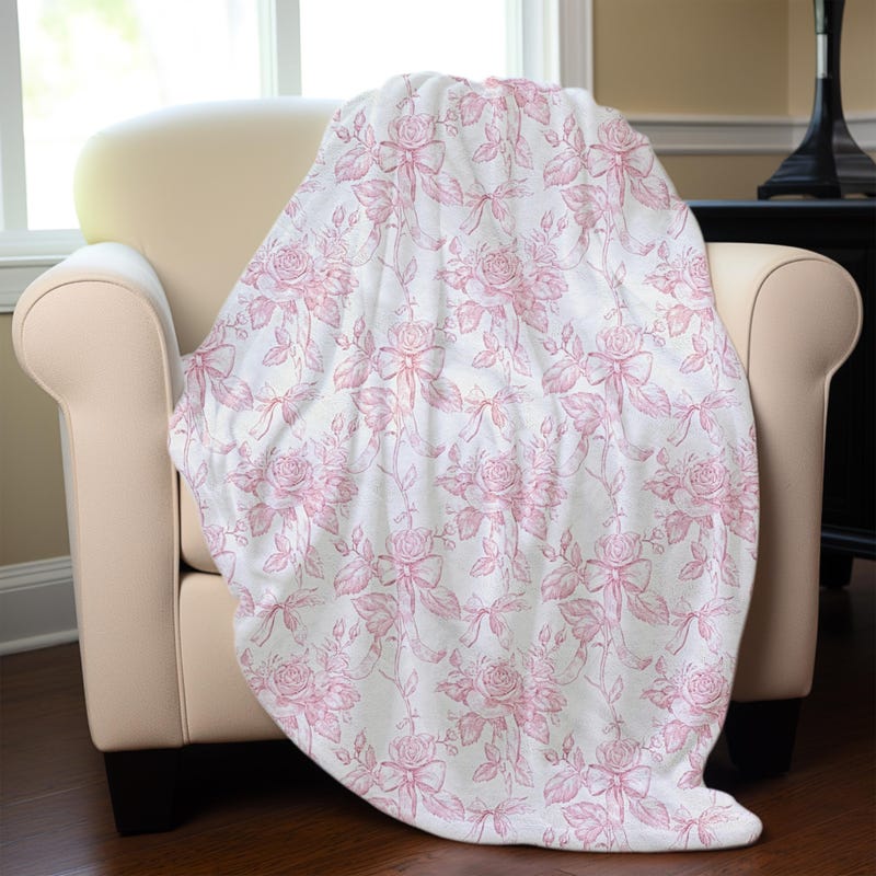 Pink Toile Blankets - Etsy