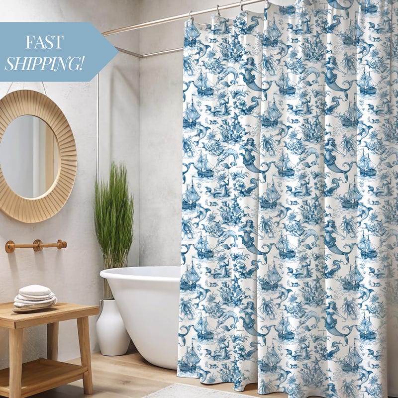 Beach Toile Curtain - Etsy