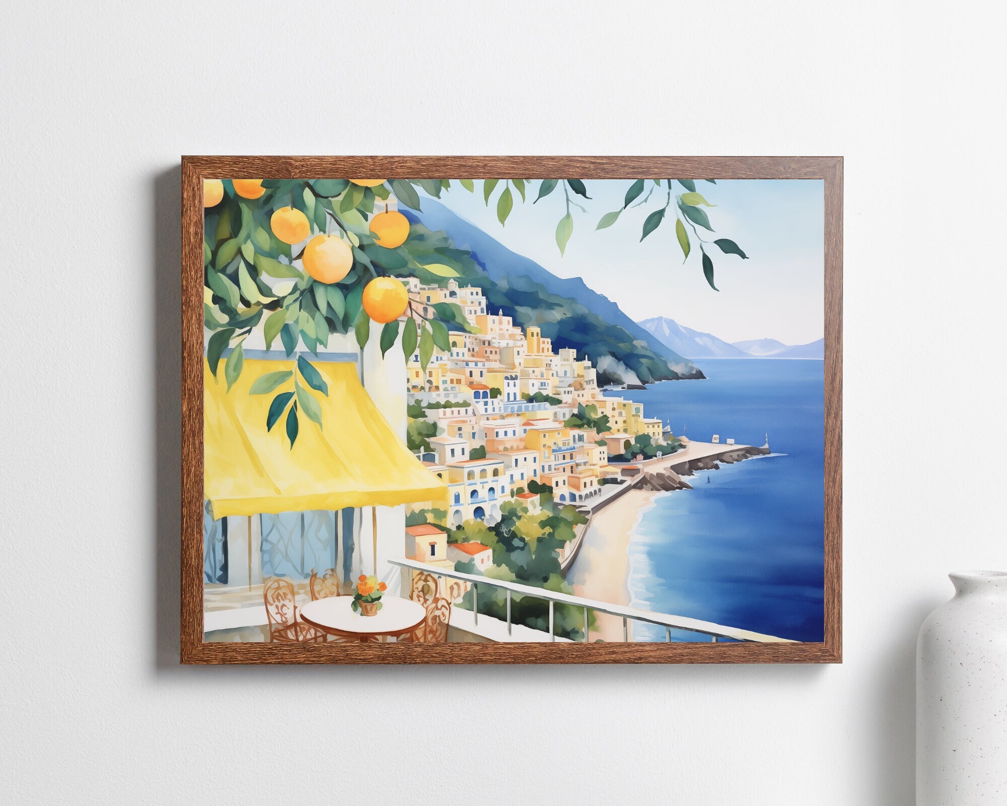 Amalfi Coast Print, Positano Watercolor Print, Amalfi Lemon Tree Print ...