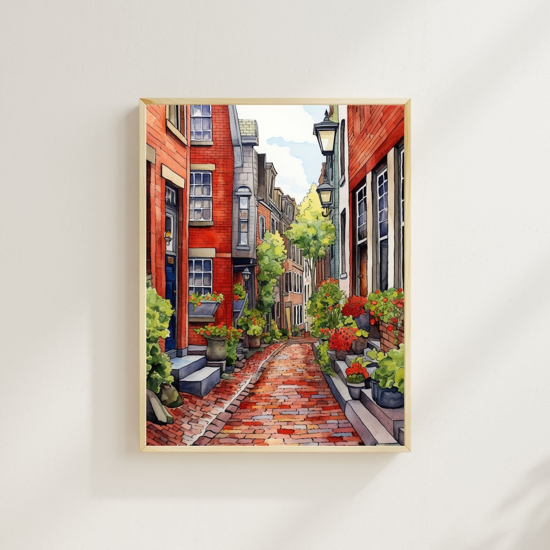 Acorn Street - Beacon Hill Art Print, Boston Watercolor Print, Boston ...