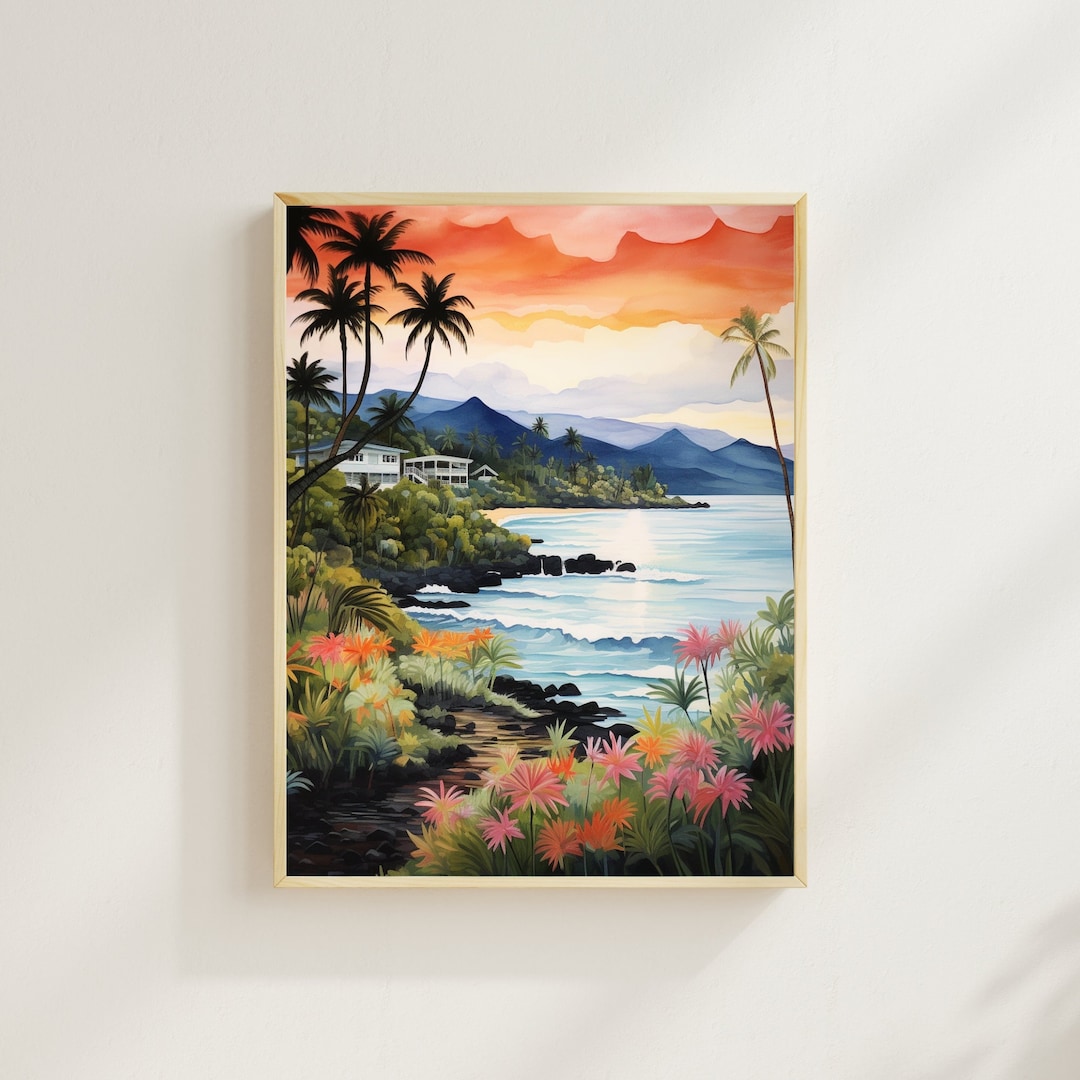 The Big Island Print, Hawaii Art Print, Hawaii Beach Print, Wall Decor ...