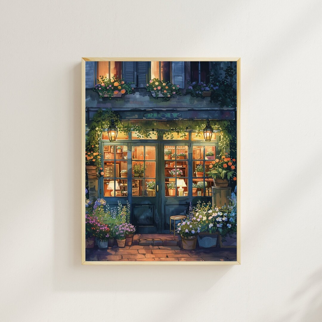 French Flower Shop Print, Paris Florist Art Print, Paris Flower Shop ...