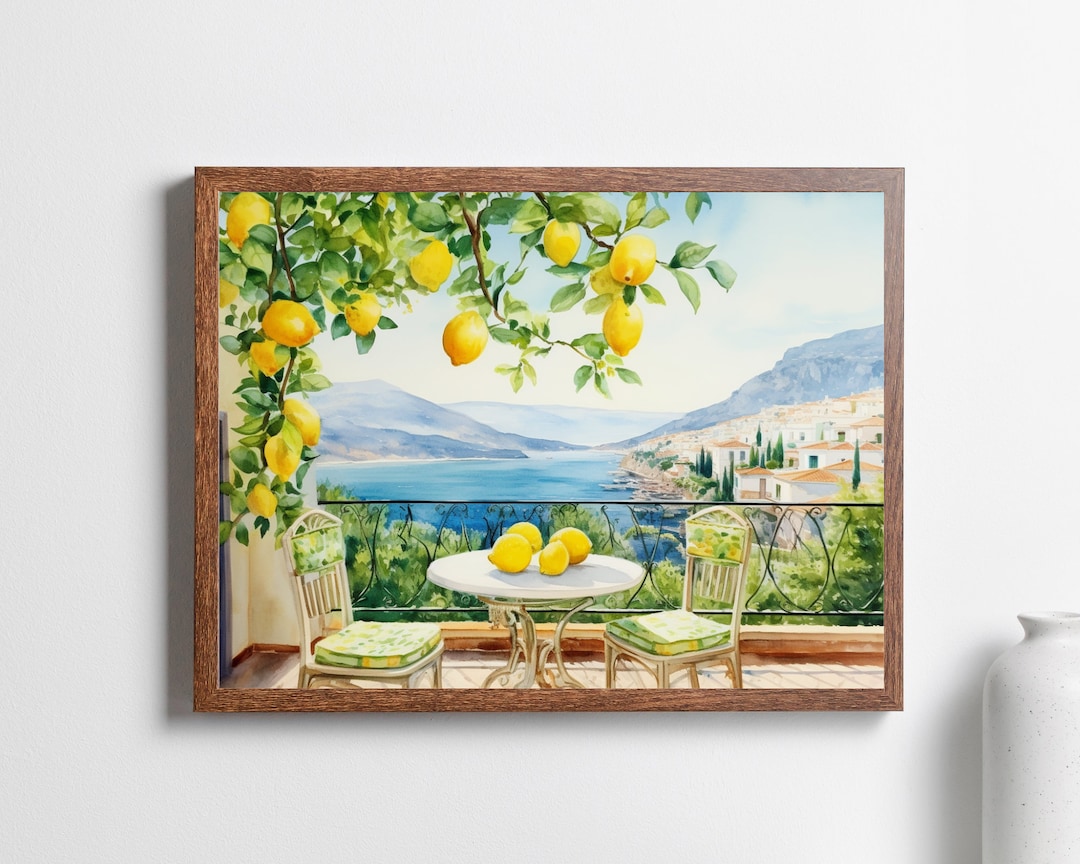 Capri Coast Print, Capri Watercolor Print, Capri Lemon Tree Print ...