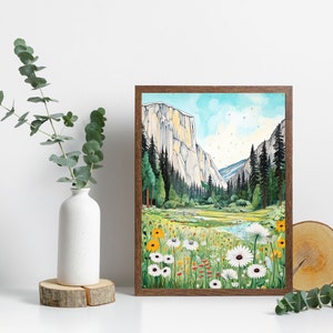 Yosemite National Park Watercolor Print, El Capitan Art Print, US ...